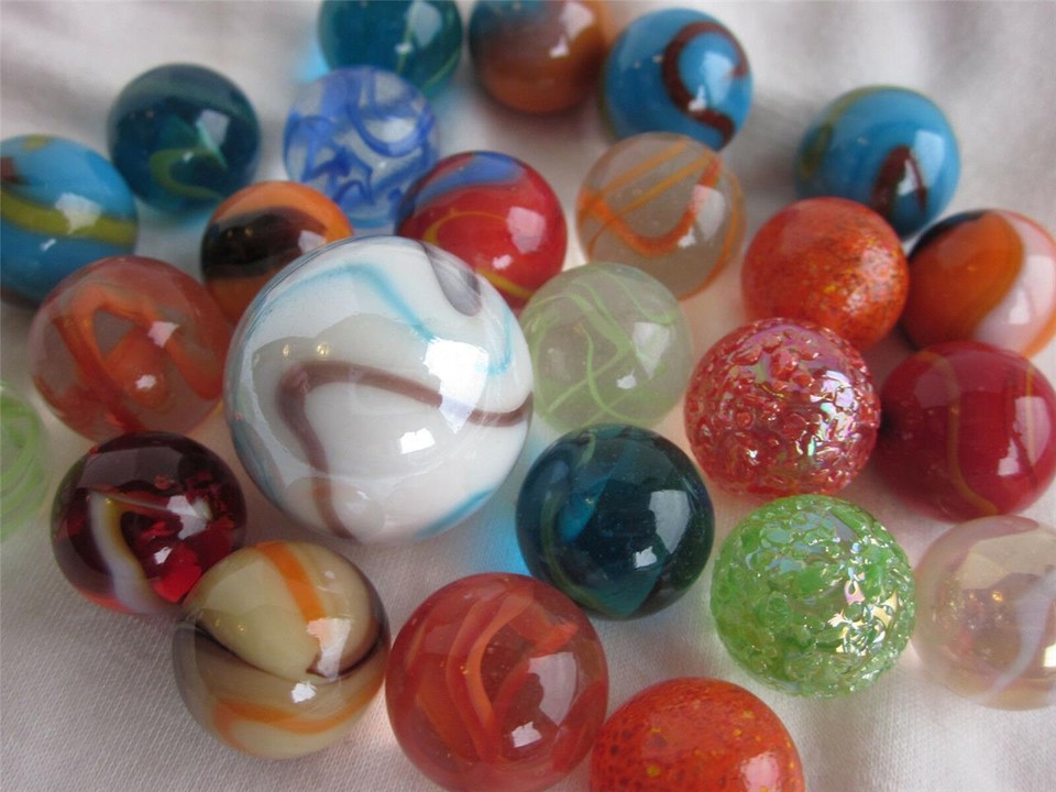 25 RANDOM MIXED ASSORTMENT Game Marbles shooter glass swirl lot | eBay