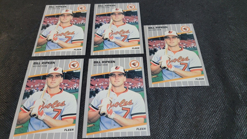 BILL RIPKEN LOT OF 5 1989 FLEER FF ERROR CARD F&%K FACE BLACK BOX ...
