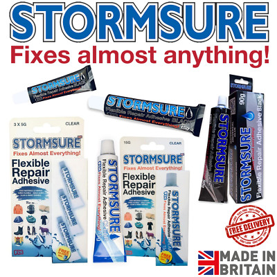 STORMSURE BLACK FLEXIBLE REPAIR ADHESIVE GLUE TENT WADERS RIPS HOLES BOOTS SHOE | eBay UK