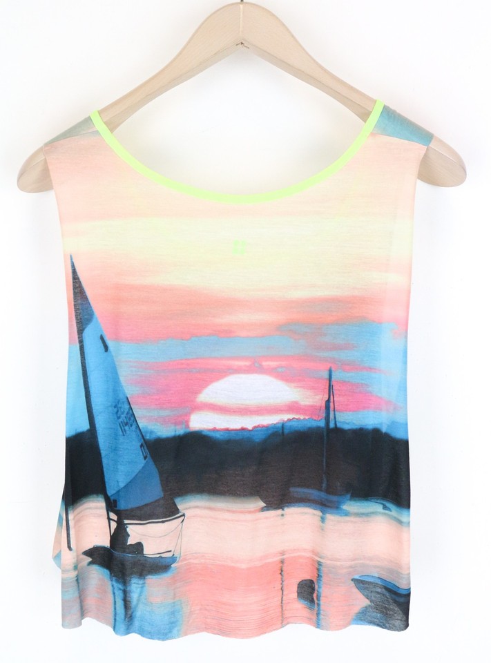 SWEATY BETTY Skipper Run Tank Ladies L Pink Sleeveless Cropped with ...