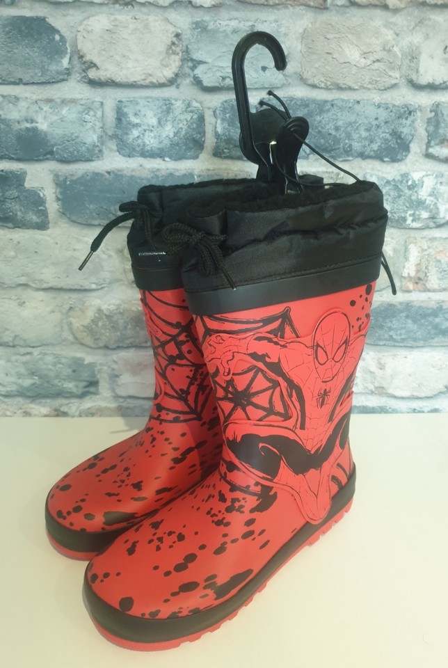 Kids Marvel Spider-Man Web Cuffed Wellington Boots Size 13 | eBay UK