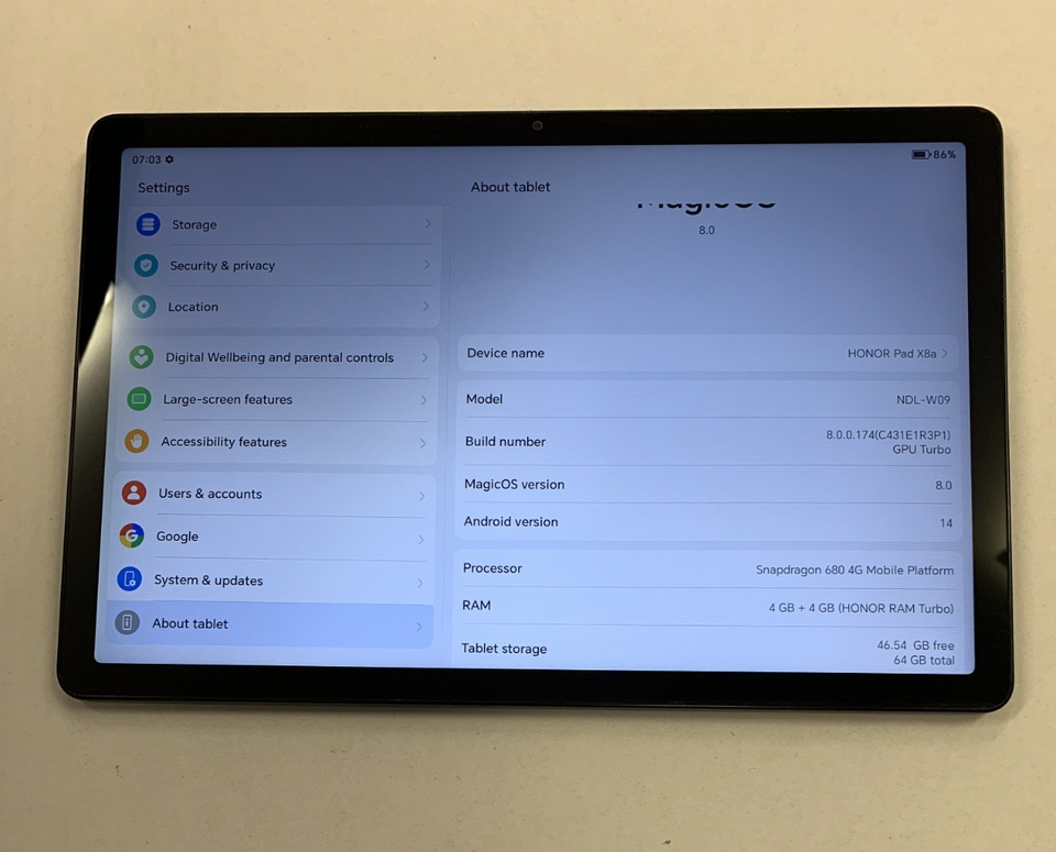 Honor Pad X8A 11" Tablet NDL-W09 WIFI 4GB Ram 64GB FHD Space Grey | eBay UK