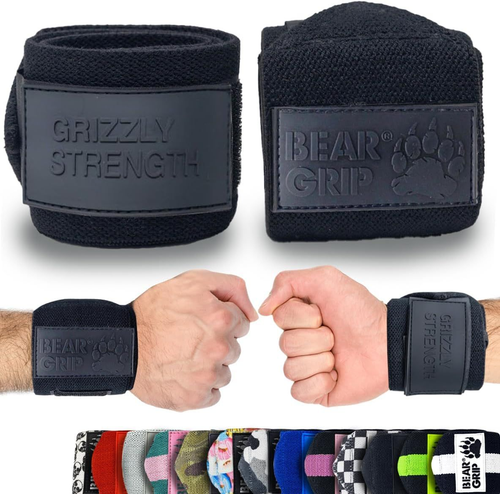 BEAR GRIP - Premium Heavy Duty Weight Lifting Wrist Wraps, 24 Inches ...