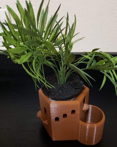 Southwest Adobe House Flower Pot Succulent Planter Medium Brown 3D ...