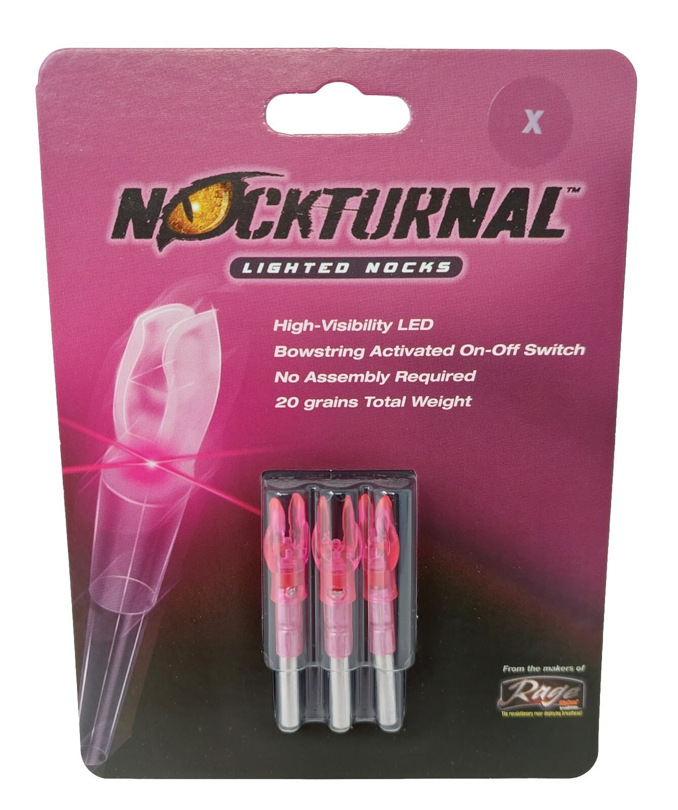 Rage Nockturnal X High Visibility LED Lighted Arrow Nocks 3pk Pink NT ...