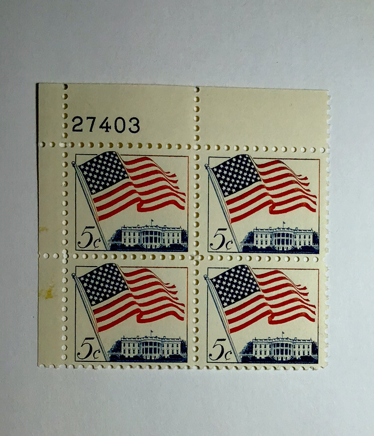 US 5 Cent 50 Star US Flag 1962 Scott #1208 Block Of 4 Postage Stamps ...
