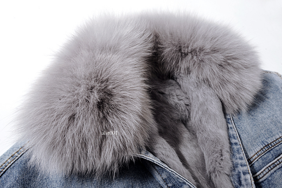 Detachable Rabbit Fur Liner Coats Winter Real Fox Fur Collar Women Fur ...