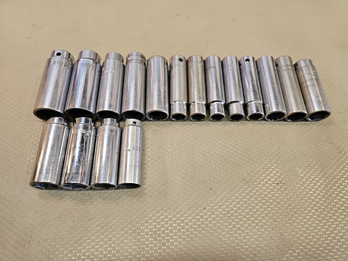 Lot of Mac Tools Snap On Cornwell Matco Deep Sockets SAE Metric 1/2 & 3 ...