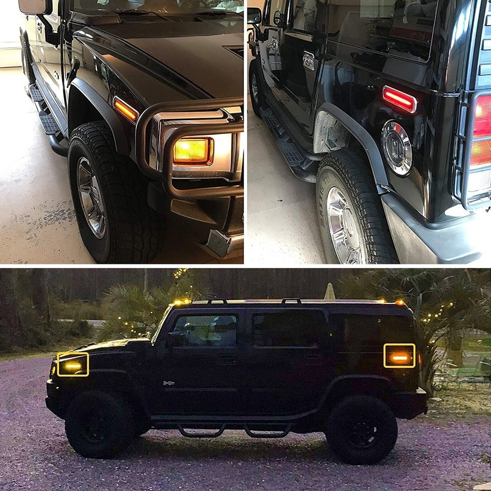 Front For 03-2009 H2 Hummer LED Rear Side Marker Bumper Indicator Roof ...