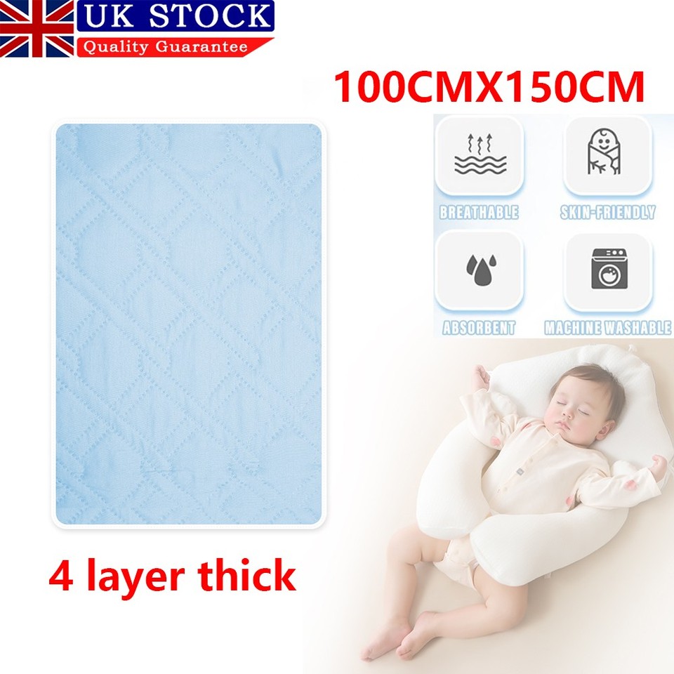 Absorbent Washable Incontinence Bed Sheet/Pad/Mattress Protection Blue ...