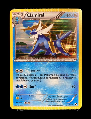 carte Pokémon Clamiral 31/114 Noir & Blanc NEUF FR | eBay