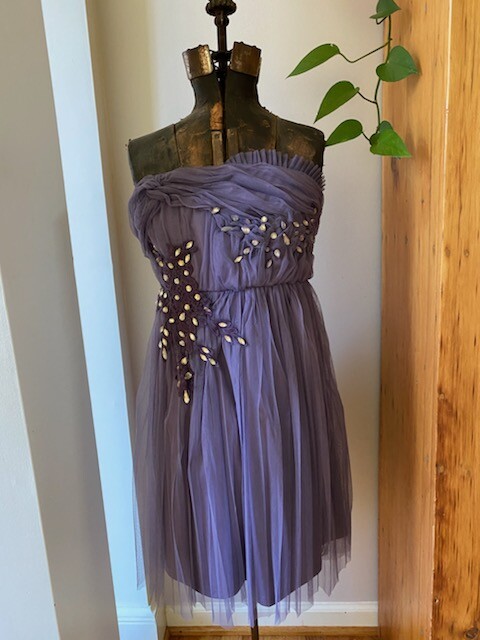 Beautiful RYU Strapless Purple Tulle Rhinestone Cocktail Party Dress ...