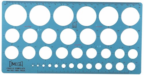 CIRCLES STENCIL TEMPLATE SIZES 1mm to 36mm DRAWING SCHOOL COLLEGE MATHS ...