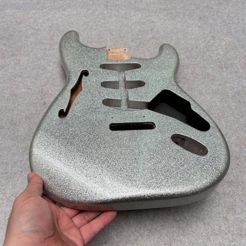 Guitar body Stratocaster Thinline SSS semi hollow glisten silver 4.11 ...