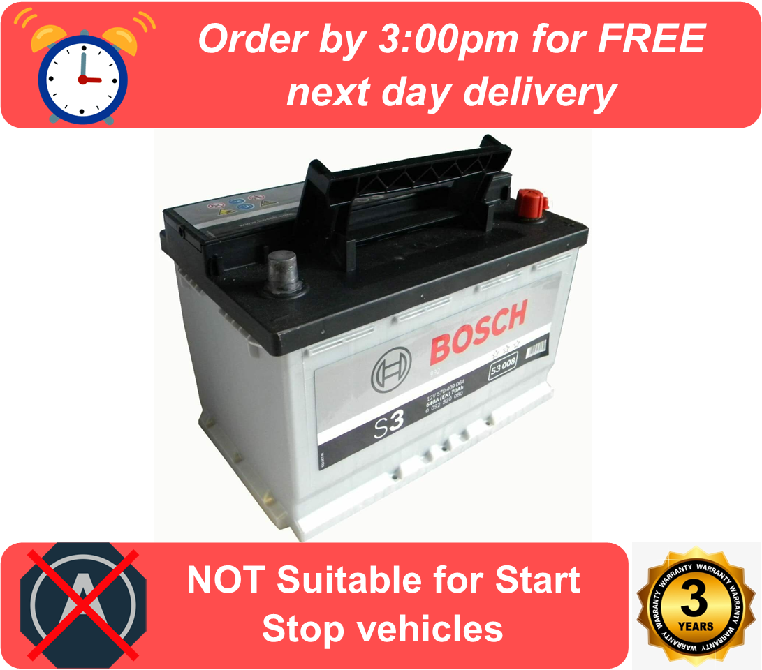 S3008 Bosch S3 (067/096) Heavy Duty Car Battery 3 Year Warranty | eBay