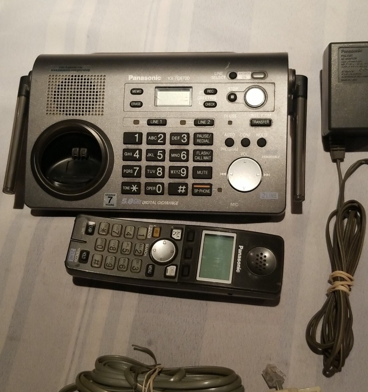 Panasonic KX-TG6700 5.8 GHz 2 Lines Home Business Phone Free Shipping ...