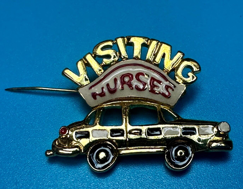 Traveling Nurses in Car Medical EMT Vintage Gold Tone Brooch / Pin by ...