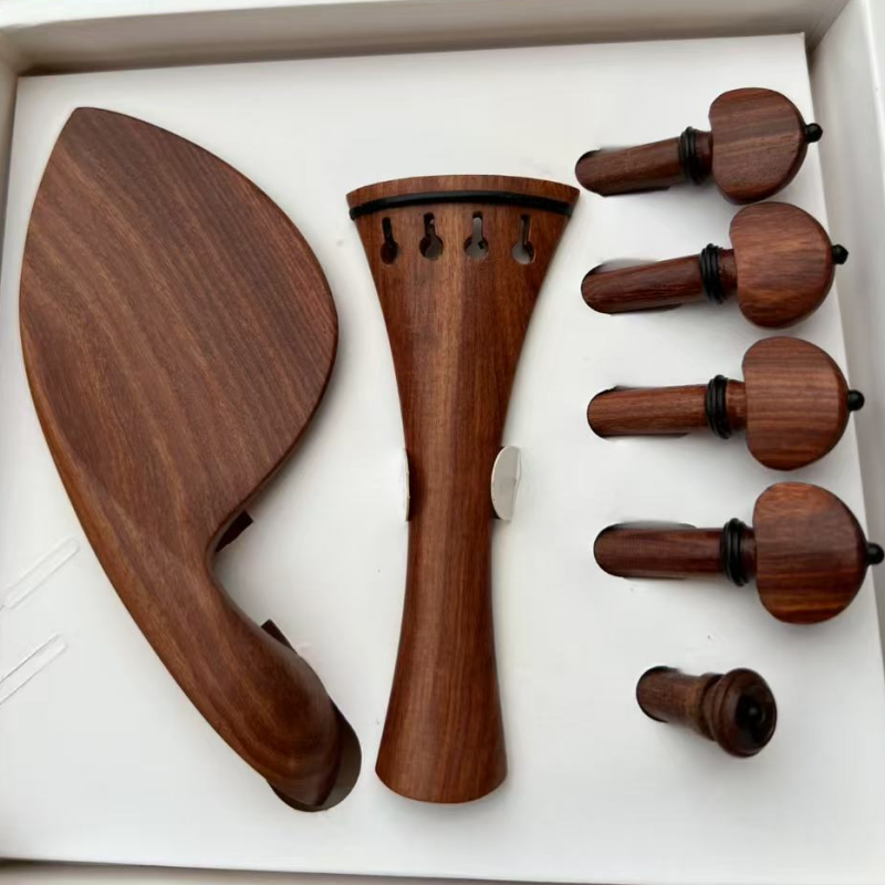 4/4 Full Size Violin Accessories Kit Rosewood Pegs Tailpiece Chin Rest ...