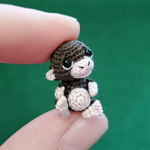 Extremely tiny Monkey. Dollhouse miniature. Doll pet micro monkey ...