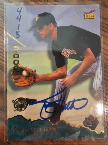 TODD HELTON 1995 SIGNATURE ROOKIES TETRAD ROOKIE CARD SIGNED ROCKIES RC ...