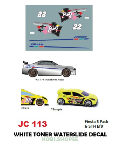 JC-9113 White Toner Waterslide Decals # FIESTA 5 PACK & STH EF9- 1:64 ...