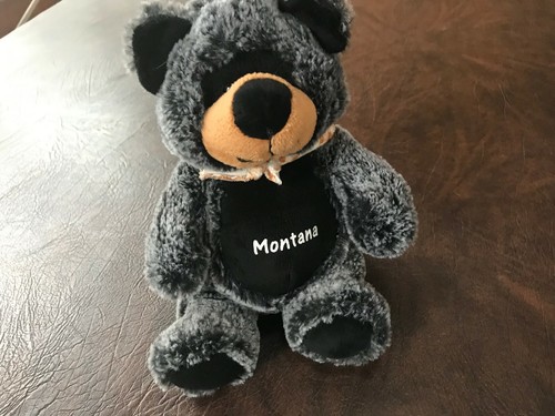 Plush Bear MONTANA Gray Black Puzzled Brand | eBay