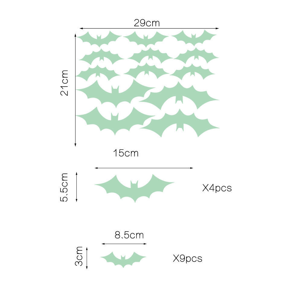 Halloween Sticker fluoreszierend Aufkleber Fledermaus Augen nachts ...