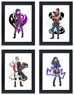 Disney Descendants Wall Art Set of 4 Prints Bedroom Posters Gift A4 ...