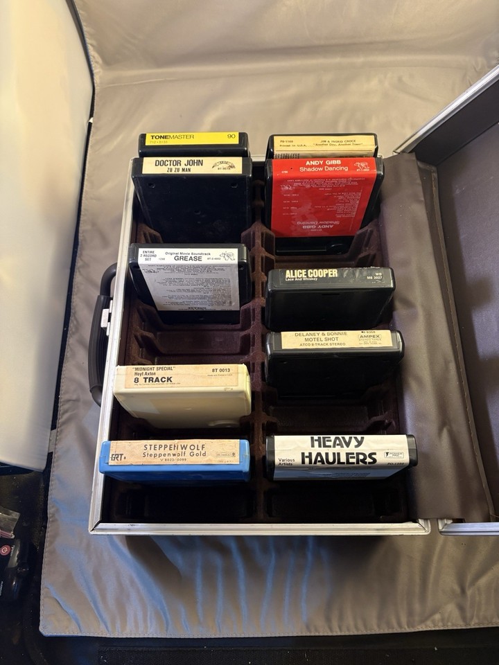 Lot of 10 8-Track Tapes and 22 Piece Case. Grease, Elton John ...