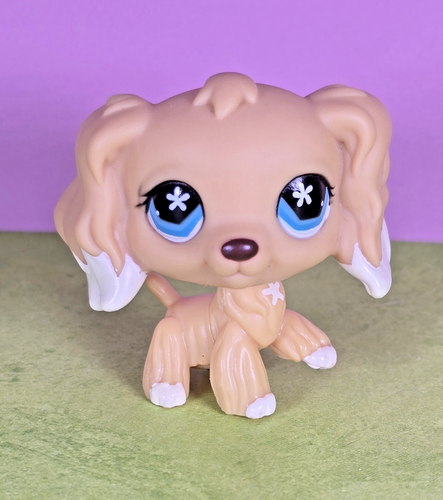 Littlest Pet Shop #748 Blonde Cocker Spaniel w/White Flower Blue Eyes ...