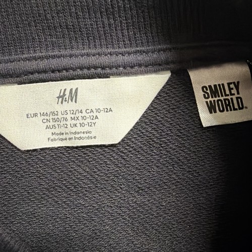 H&M Smiley World Black Graphic Print Crew Neck Long Sleeve Sweatshirt ...