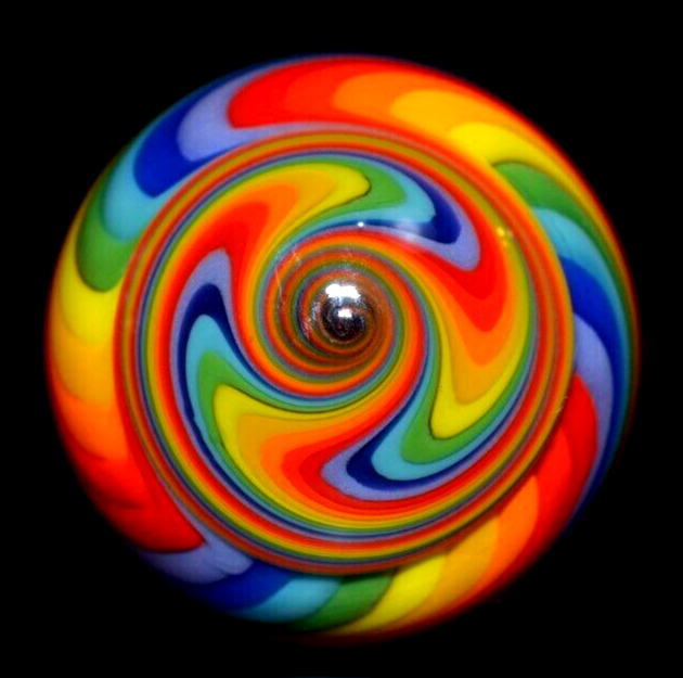 JAY SLACK GLASS MARBLE/1.443"-LOBED RAINBOW ARRAY-LILAC,LAVENDER,MINT ...