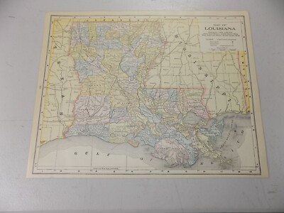 1899 PEERLESS Atlas Map of LOUISIANA, backed with MISSISSIPPI | eBay