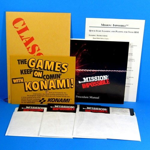Mission: Impossible DOS computer game with 5.25" floppy disks. Konami ...