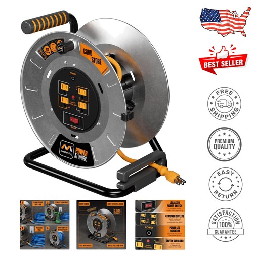 Retractable 1ft Extension Cord Reel with Manual Winding Handle ...