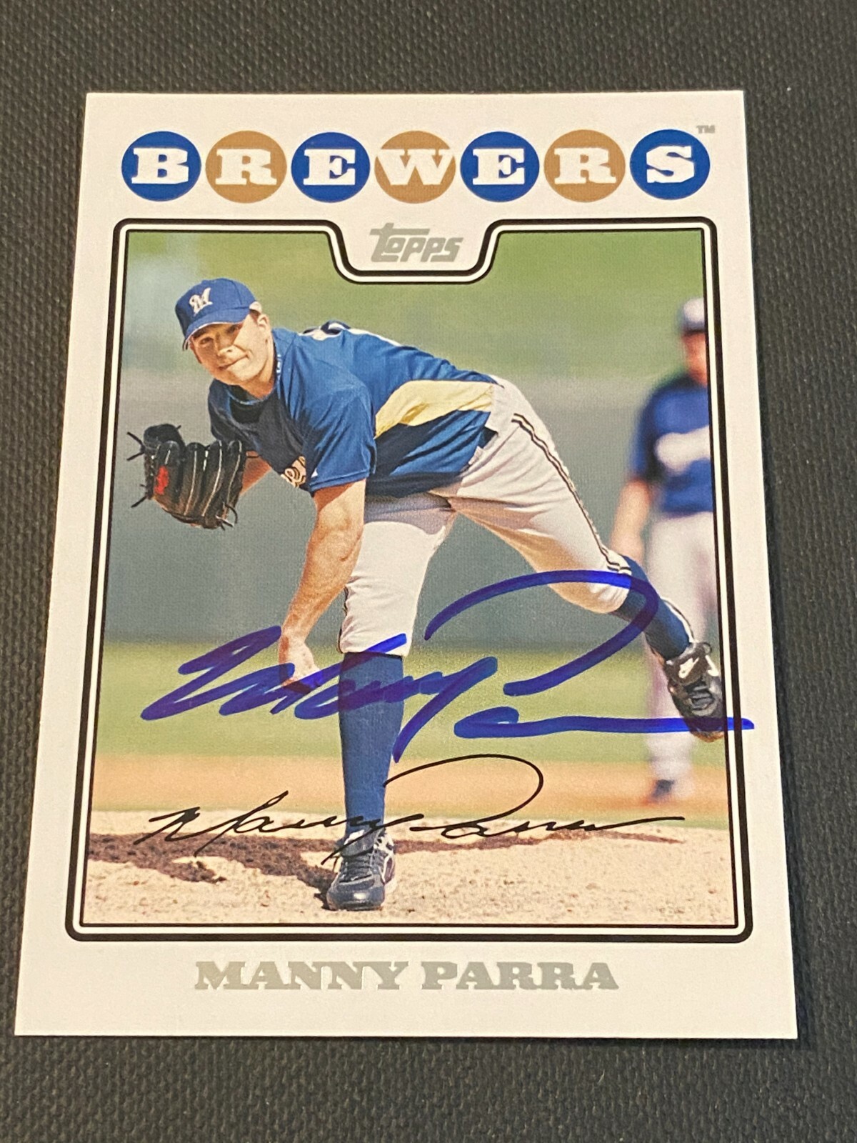 Manny Parra Signed 2008 Topps Card Auto Milwaukee Brewers Autograph ...