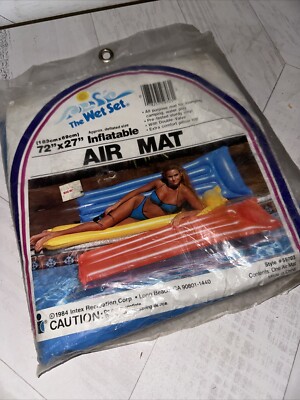 VTG 1984 INTEX The Wet Set Air Mat Pool Float Mattress Inflatable Blue ...