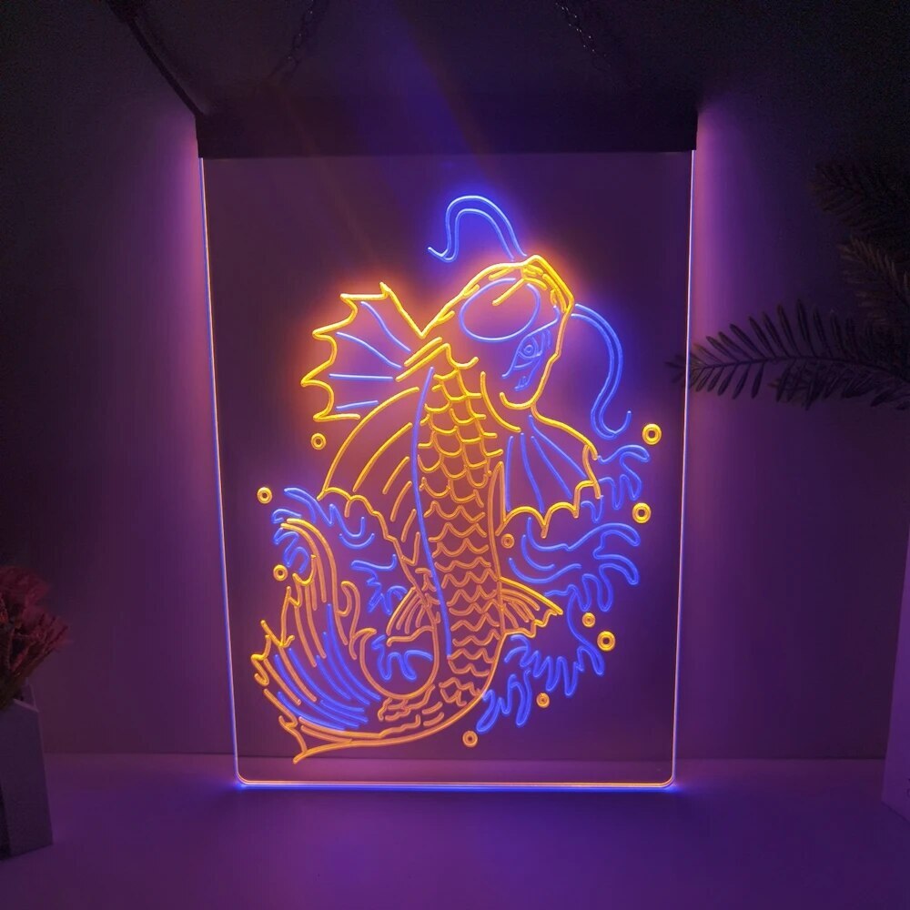 Koi Fish LED Neon Light Sign Beer Home Bar Restaurant Room Wall Art ...