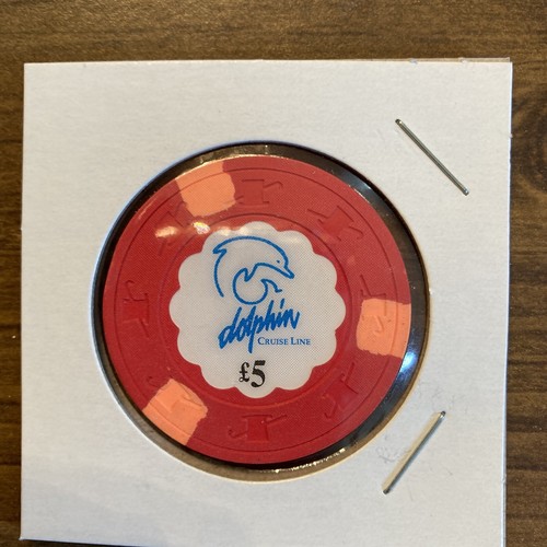 $5 Dolphin Red casino chip wet cruise ship obsolete | eBay