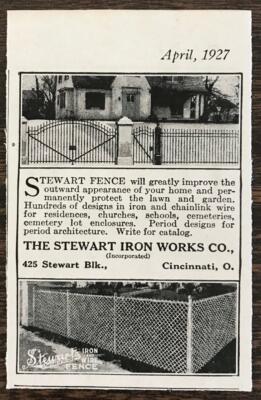 1927 Stewart Iron Works Cincinnati Print Ad Iron & Wire Fences | eBay