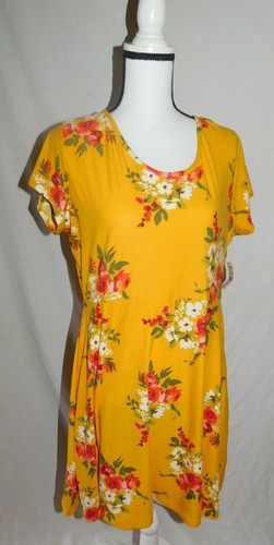 Bobbie Brooks Yellow Floral Dress Size XL Brand New | eBay