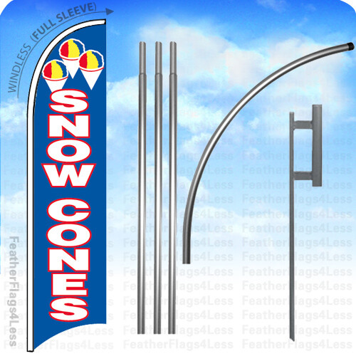 SNOW CONES - Windless Swooper Feather Flag 15' KIT Banner Sign - bb | eBay