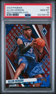 2023-24 Panini Phoenix HOF Allen Iverson FOTL Red Pandora /11 #8 PSA 10 ...