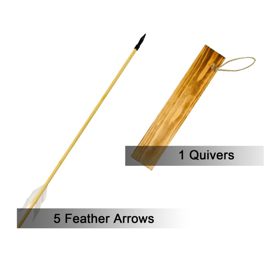 Wooden Quiver & Arrow Set 5 21" Wooden Handmade Practice Rubber Tip ...