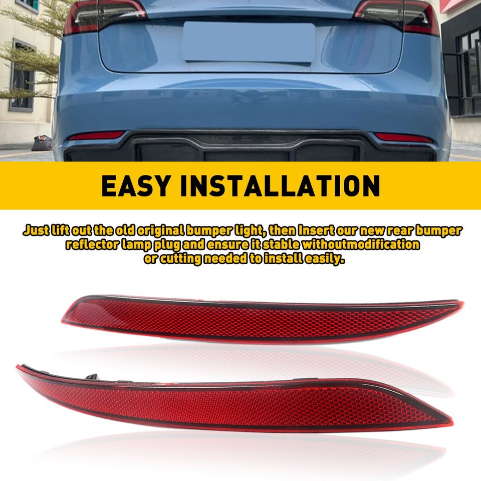 For 2017-23 Tesla Rear 3 Model Bumper Reflector Lamp Driver Case ...
