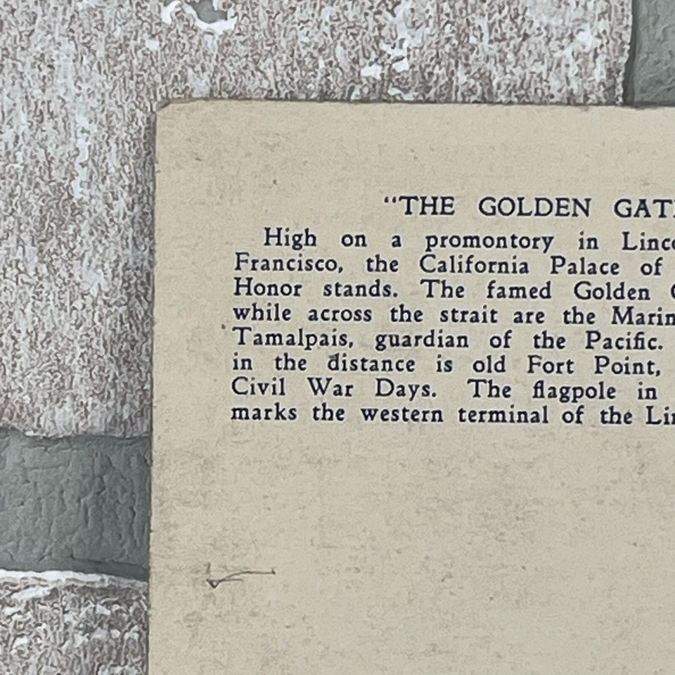 San Francisco, CA California Legion of Honor Golden Gate Bridge Vintage ...