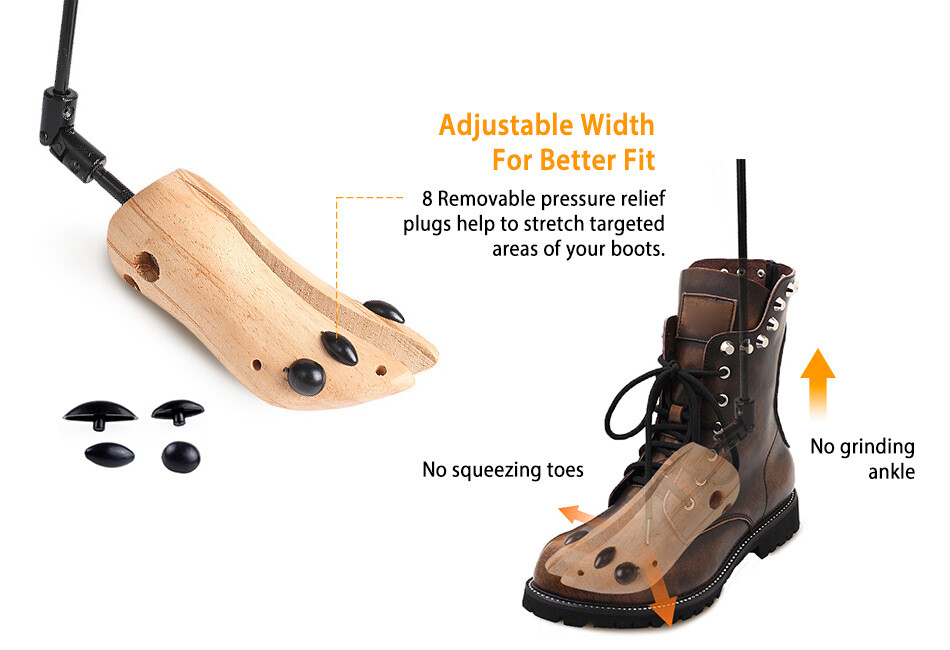 2PCS Boot Stretcher Adjustable Shoe Expander Shaper Wooden Boot Widener ...
