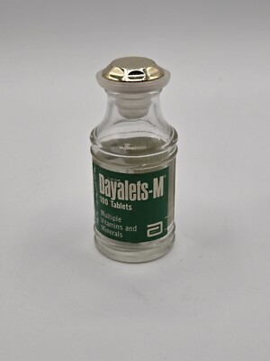 Vintage Clear Glass Dayalets-M Collectible Abbott Laboratories Bottle ...