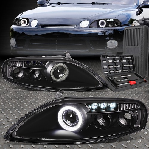 FOR 92-00 LEXUS SC300 SC400 LED DRL HALO PROJECTOR HEADLIGHTS BLACK w ...