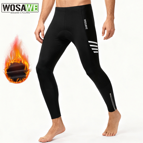 WOSAWE Padded Cycling Pants Winter Thermal Fleece Reflective Men Sports ...